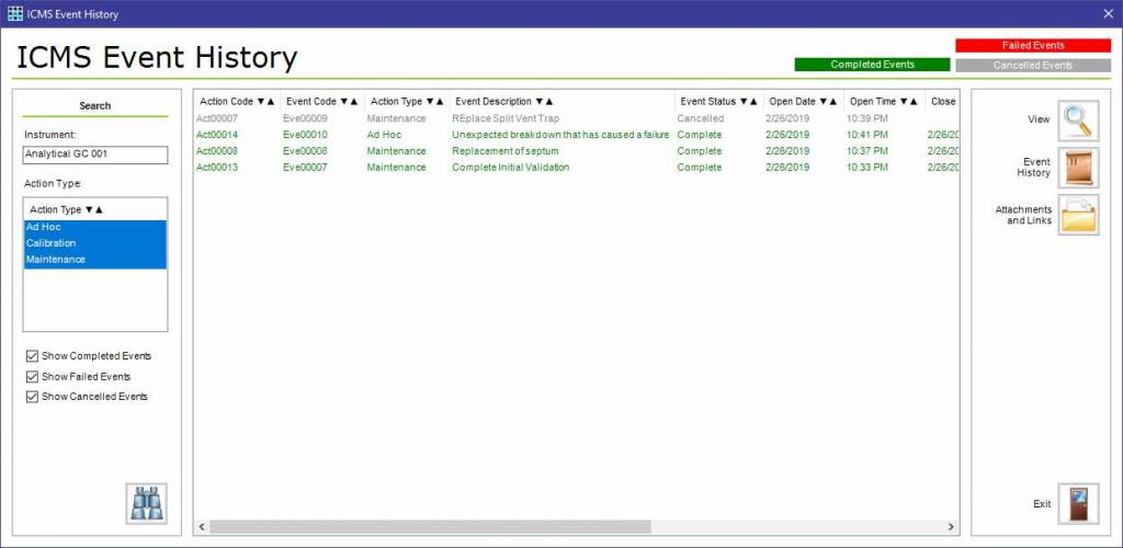 Instruments Events History - Agriya Analitika